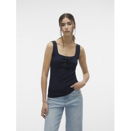 V&eacute;ro Moda Tr&auml;gertop VERO MODA "VMCAISA SL SHORT TOP JRS GA", Damen, Gr. XS, blau (navy blazer), Jersey, Obermaterial: 95% Baumwolle, 5% Elasthan, unifarben, eckiger Ausschnitt, Tops Tr&auml;gertop