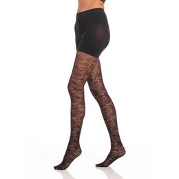 Shaping-Strumpfhose MAGIC BODYFASHION, Damen, Gr. M-L, lace, Obermaterial: 80% Polyamid, 20% Elasthan, Strumpfhosen Shaping-Strumpfhose, mit floralem Muster oder Animal-Look