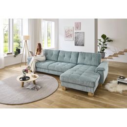 Ecksofa DIE PLANBAR "PP-LA19101 L-Form, Breite 316 cm", aqua, B:316cm H:86cm T:177cm, 88% Polyester;12% Polyamid, Sofas, Ecksofa, wahlweise mit Bettfunktion und verstellbaren Kopfst&uuml;tzen, in Cord