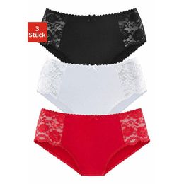 H&uuml;ftslip Petite Fleur, Damen, Gr. 56/58, rot (rot, schwarz, wei&szlig;), Jersey, Obermaterial: 93% Baumwolle, 7% Elasthan. Spitze: 95% Polyamid, 5% Elasthan, unifarben, Unterhosen H&uuml;ftslip, aus elastischer Baumwoll-Qualit&auml;t, Topseller