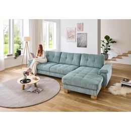 Ecksofa DIE PLANBAR "PP-LA19101 L-Form, Breite 316 cm", aqua, B:316cm H:86cm T:177cm, 88% Polyester;12% Polyamid, Sofas, Ecksofa, wahlweise mit Bettfunktion und verstellbaren Kopfst&uuml;tzen, in Cord