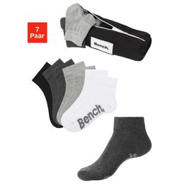 Kurzsocken Bench., Damen, Gr. 43-46, schwarz-wei&szlig; (2x anthrazit, meliert, 1x schwarz, 2x hellgrau, meliert, 2x wei&szlig;), Baumwollmischung, uni und meliert, elastisch, Socken Kurzsocken, in ansprechendem M&auml;ppchen mit Rei&szlig;verschluss