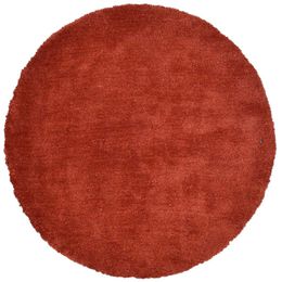 Hochflor-Teppich Tom Tailor HOME "Shaggy Teppich Cozy", braun (rost), H:25mm &Oslash;:140cm, Polyester, Teppiche, Hochflor-Teppich, Uni Farben, auch in Pastell Farben, weich & kuschelig