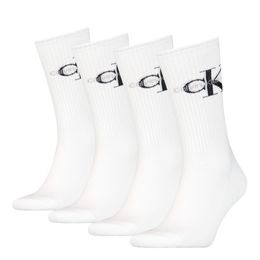 Socken Calvin Klein Jeans "CKJ MEN SOCK 4P MONOGRAM ECOM", Herren, Gr. 39-42, wei&szlig;, Baumwollmischung, Socken Socken, mit Logo am Schaft