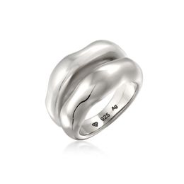 Silberring Elli Premium "Ring Bandring Bicolor Organic Look 925 Sterling Silber vergoldet" Gr. 54, silber, Fingerringe, Damen, 54, Silber 925 (Sterlingsilber), Silberring