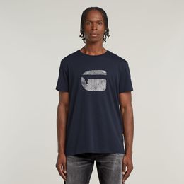 G-Star Raw T-Shirt G-STAR "Finger Print Burger", Herren, Gr. L, blau (salute), Jersey, Obermaterial: 100% Baumwolle, bedruckt, regular fit, Rundhals, abgesteppte Kante, Shirts T-Shirt, mit Grafikprint