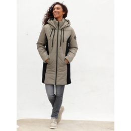 Langjacke Heine, Damen, Gr. 48, grau (taupe), 100% Polyester, Besatz:95% Polyester, 5% Elasthan, Wattierung:100% Polyester, unifarben, Jacken Langjacke