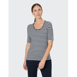 T-Shirt Joy Sportswear "ALLISON", Damen, Gr. 46, blau (night stripes), Single Jersey, Obermaterial: 95% Polyamid, 5% Elasthan, gestreift, normal, Rundhals, eingesetzt eingefasste Kante, Shirts T-Shirt