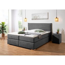 Boxspringbett Home Affaire "&Ouml;stermoor", grau (anthrazit), B:178cm L:205cm, Komplettbetten, Boxspringbett, in H2, H3 oder H4 erh&auml;ltlich