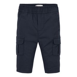 Cargohose Tommy Hilfiger "CARGO PANTS", Jungen, Gr. 62, N-Gr, blau (schwarz night navy), Web, Obermaterial: 59% Baumwolle, 34% Polyamid, 7% Elasthan, unifarben, normal lang, Hosen Cargohose, in Unifarbe