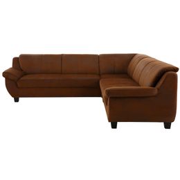 Ecksofa Home Affaire "Yesterday zeitlos und komfortabel, gem&uuml;tliche Armlehnen L-Form", braun (mocca), B:254cm H:80cm T:91cm, Antikleder-Optik Melrose (100% Polyester);Struktur (100% Polyester);Primabelle-Microfaser (100% Polyester), Sofas, Ecksofa, gleichschenklig, wahlweise mit Bettfunktion