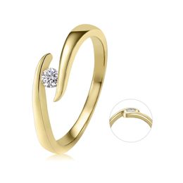 Diamantring ONE ELEMENT "0,10 ct Diamant Brillant Spannfassung Ring aus 585 Gelbgold" Gr. 58, gold, Fingerringe, Damen, 58,mit Brillant, Gelbgold 585, Diamantring
