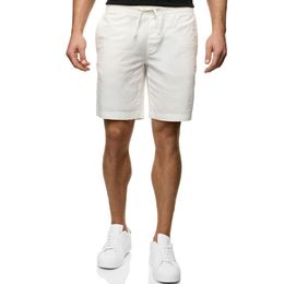 Shorts INDICODE "INWamo", Herren, Gr. XXL, N-Gr, wei&szlig; (sanftes wei&szlig;), Web, Obermaterial: 55% Baumwolle, 45% Leinen, unifarben, slim fit knielang, Hosen Shorts