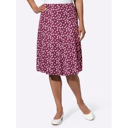 Jerseyrock Classic Basics, Damen, Gr. 52, wei&szlig; (bordeaux, wei&szlig;, bedruckt), 100% Polyester, bedruckt, gebl&uuml;mt, gemustert, knielang, R&ouml;cke Jerseyrock