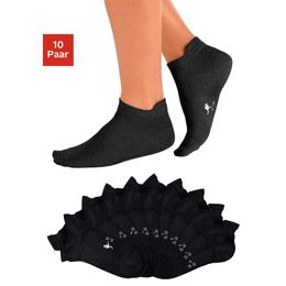 Sneakersocken Kangaroos, Damen, Gr. 35-38, schwarz, Baumwolle, Elasthan, Polyamid, meliert, uni, elastisch, Socken Sneakersocken, mit verl&auml;ngertem B&uuml;ndchen hinten, Topseller