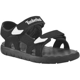 Sandale Timberland "PERKINS ROW BACKSTRAP SANDAL", M&auml;dchen, Gr. 32, schwarz-wei&szlig; (schwarz, wei&szlig;), Synthetik, Schuhe Sandale, mit Klettverschlu&szlig;