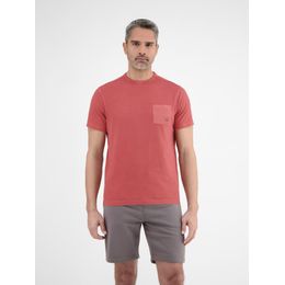 T-Shirt Lerros, Herren, Gr. L, rot (earth rot), Single Jersey, Obermaterial: 100% Baumwolle, unifarben, regular fit taillenbedeckt, Rundhals, Shirts T-Shirt, mit Logo Stickerei
