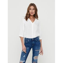 Jacqueline de Yong Shirtbluse JDY "JDYLION CAPOTE 3/4 SHIRT WVN NOOS", Damen, Gr. 38 (M), wei&szlig; (cloud dancer), Web, Obermaterial: 100% Polyester, unifarben, regular fit h&uuml;ftlang, V-Ausschnitt, Blusen Shirtbluse, Topseller
