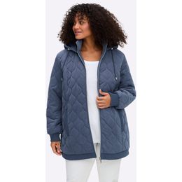 Blouson sheego, Damen, Gr. 52, rauchblau, 89% Polyester, 11% Polyamid, B&uuml;ndchen:95% Polyester, 5% Elasthan, Kapuzenfutter:100% Polyester, Wattierung:100% Polyester, unifarben, Jacken Blouson