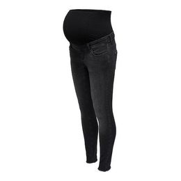 Umstandsjeans Only Maternity "OLMBLUSH MID SK ANK RW DNM REABOX NOOS", Damen, Gr. L (40), L&auml;nge 32, schwarz (washed schwarz), Denim/Jeans, Obermaterial: 92% Baumwolle, 6% Elastomultiester, 2% Elasthan, skinny fit, Jeans Umstandsjeans, mit Destroyed Effekt