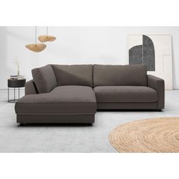 Ecksofa Home Affaire "Ecksofa Jiro, L-Form, gro&szlig;e Sitztiefe, Breite 252 cm", mocca, B:252cm H:85cm T:224cm, 85% Polyester, 15% Viskose, Sofas, Ecksofa, lose Sitz- & R&uuml;ckenkissen, weicher Polsteraufbau, komfortabel & modern