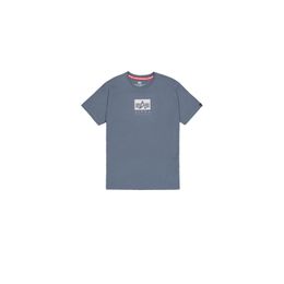 T-Shirt Alpha Industries "Satin Logo T-Shirt", Herren, Gr. L, blau (denim blau), Obermaterial: 100% Baumwolle, Shirts T-Shirt