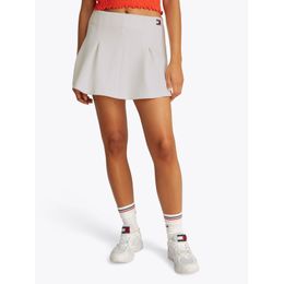 Minirock Tommy Jeans "TJW PIQUE BADGE F&F SKIRT EXT", Damen, Gr. XXL (44), beige (ecru), Piqu&eacute;, Obermaterial: 52% Baumwolle, 43% Polyester, 5% Elasthan, unifarben, ausgestellt Mini, R&ouml;cke Minirock, mit Logo-Badge, Pique-Qualit&auml;t, Fit & Flare