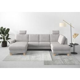 Wohnlandschaft Home Affaire "Summer U-Form", silber, B:314cm H:91cm T:170cm, 95% Polyester, 5% Polyamid, Sofas, Wohnlandschaft, mit oder ohne Bettfunktion und Bettkasten, Cord-Bezug