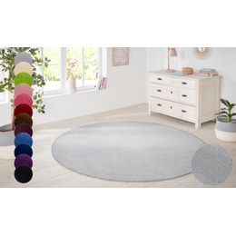 Teppich Hanse Home "Shashi" Gr. 10, silber (silberfarben), H:8,5mm &Oslash;:200cm, Kunstfaser, Teppiche, Teppich, Kurzflor, Unifarben, Teppich, Weich, Esszimmer, Kinderzimmer, Flur