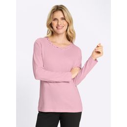 Langarmshirt Classic Basics "Langarm-Shirt", Damen, Gr. 40, ros&eacute;, 100% Baumwolle, unifarben, Rundhals, Shirts Langarmshirt