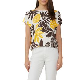 T-Shirt s.Oliver, Damen, Gr. 38, schwarz (beige schwarz), Obermaterial: 95% Viskose, 5% Elasthan, bedruckt, regular fit taillenbedeckt, U-Boot-Ausschnitt, Shirts T-Shirt, mit All-Over Print