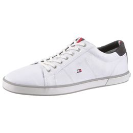 Sneaker Tommy Hilfiger "H2285ARLOW 1D", Herren, Gr. 48, schwarz-wei&szlig; (wei&szlig;, schwarz), Textil, Schuhe Sneaker, Freizeitschuh, Halbschuh, Schn&uuml;rer mit seitlicher Flaggen-Stickerei