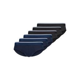 Slip Skiny "Slip Brasil-Slips Cotton Multipack 6P 6er Pack", Herren, Gr. L, bunt (blau, schwarz), Obermaterial: 95% Baumwolle CO. 5% Elasthan EL., Unterhosen Slip