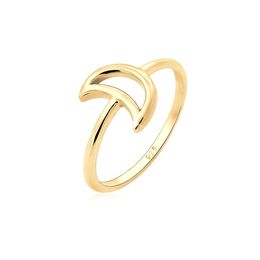 Silberring Elli "Ring Halbmond 925 Sterling Silber" Gr. 58, gold, Fingerringe, Damen, 58, Silber 925 (Sterlingsilber), Silberring