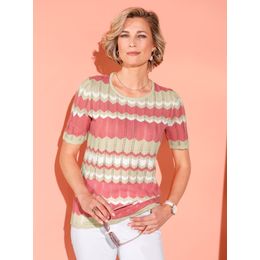 Ajourpullover Classic Basics "Ajour-Pullover", Damen, Gr. 40, rosa (flamingo, sand, gemustert), 100% Polyacryl, gemustert, gestreift, mehrfarbig, Pullover Ajourpullover