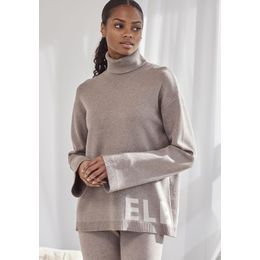 Sweater ELBSAND, Damen, Gr. 40/42, grau (taupe), Feinstrick, Obermaterial: 50% Viskose, 28% Polyester, 22% Polyamid, meliert, bequem h&uuml;ftlang, Sweatshirts Sweater, Rollkragenpullover aus hochwertigem Strick, Loungewear