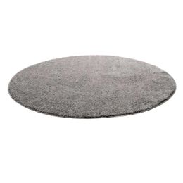 Teppich HOMIE LIVING "Flavio", grau (hellgrau), H:30mm &Oslash;:200cm, Polypropylen, Teppiche, Teppich, Hochflor, gewebt, weich, uni, Wohnzimmer, Schlafzimmer, waschbar