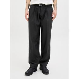 Jack & Jones Chinohose JACK & JONES "JPRCCKARL JJCAMERON PLEATED CHINO NOOS", Herren, Gr. 30, L&auml;nge 32, schwarz, Web, Obermaterial: 76% Polyester, 17% Viskose, 7% Elasthan, unifarben, loose fit kn&ouml;chellang, Hosen Chinohose