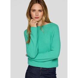 Rundhalspullover Rabe, Damen, Gr. 40, smaragd, Strick, Obermaterial: 52% Polyester, 42% Baumwolle, 6% sonstige Fasern, unifarben, regular fit normal, Rundhals, Rollkante, Pullover Rundhalspullover, in Struktur-Optik