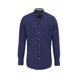 Langarmhemd Fynch-Hatton, Herren, Gr. S, N-Gr, navy, Jersey, Obermaterial: 100% Baumwolle, unifarben, regular fit taillenbedeckt, Manschette, Hemden Langarmhemd, mit Logo Stickerei