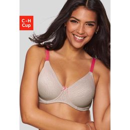 Minimizer-BH Nuance, Damen, Gr. 85, Cup F, beige (sand, cranberry), Trikot, Obermaterial: 50% Polyamid, 40% Baumwolle, 10% Elasthan, BHs Minimizer-BH, mit B&uuml;gel aus gemustertem Jacquard und weichem Trikot