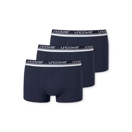 Boxer uncover by Schiesser "Uncover Cotton", Herren, Gr. S, 803, blau, Single Jersey, Obermaterial: 95% Baumwolle, 5% Elasthan, k&ouml;rpernah, Unterhosen Boxer, Logo-Bund, elastisch, ohne Eingriff, perfekter Sitz