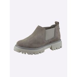 Stiefelette Heine, Damen, Gr. 39, grau, Leder, Rindsleder, Veloursleder, Schuhe Stiefelette