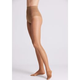 Shaping-Strumpfhose YSABEL MORA "SHAPING TIGHTS BASIC COLLECTION", Damen, Gr. L, braun (bronze), Obermaterial: 85% Polyamid, 15% Elasthan, unifarben, Strumpfhosen Shaping-Strumpfhose, mit Spitzenh&ouml;schen-Optik, Shaping-Effekt