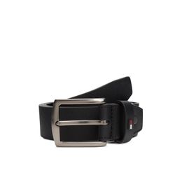 Lederg&uuml;rtel Tommy Hilfiger "DENTON 3.5 cm breit", Herren, Gr. 80, schwarz, Web, Rindsleder, unifarben, G&uuml;rtel Lederg&uuml;rtel, Gr&ouml;&szlig;enverstellbar