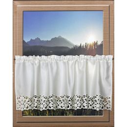 Querbehang "Rie&szlig;ersee" Gr. 2, beige (creme), B:110cm H:45cm, Polyester, HOSSNER - ART OF HOME DECO, Gardinen, Querbehang, mit Ausbrenner-Stickerei