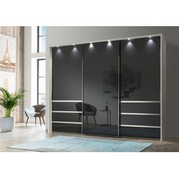 Schwebet&uuml;renschrank Wiemann "Malibu, stilvolles Design, Made in Germany", wei&szlig; (wei&szlig;, graphitglas), B:250cm H:236cm T:67cm, Schr&auml;nke, Schwebet&uuml;renschrank, mit Glasfront, in verschiedenen Breiten, Schubladen mit Selbsteinzug