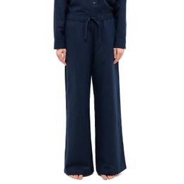 5-Pocket-Hose Mustang "Damen Style Tuscaloosa", Damen, Gr. 38, blau (5324 navy), Web, 75% Baumwolle, 25% Leinen, unifarben, weit, Hosen 5-Pocket-Hose