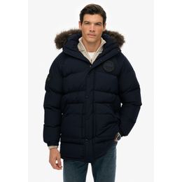 Steppjacke Superdry "EVEREST LONGLINE BAFFLED PARKA", Herren, Gr. M, eclipse navy, Web, Obermaterial: 100% Polyester, unifarben, oversize, Jacken Steppjacke
