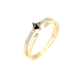 Silberring Elli "Ring Modern Zirkonia Kristalle 925 Silber" Gr. 52, gold, Fingerringe, Damen, 52, Silber 925 (Sterlingsilber), Silberring